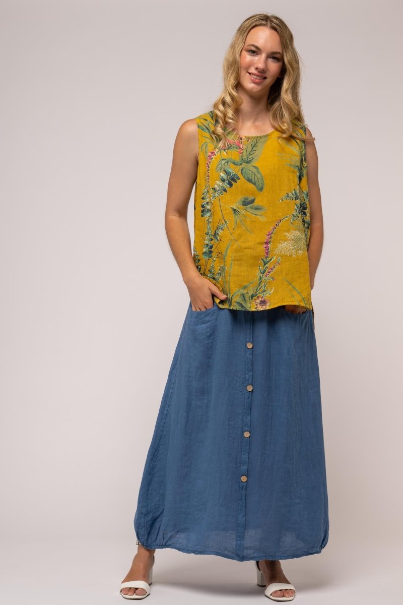 French Linen Hi-Lo Tank Print – Breathable Naturals | Glam & Fame Clothing