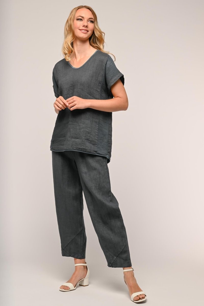 French Linen Top V-Neck – Breathable Naturals | Glam & Fame Clothing